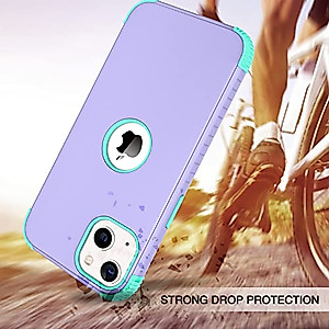BENTOBEN iPhone 13 Mini Case, Phone Case iPhone 13 Mini, Heavy Duty 2 in 1 Full Body Rugged Shockproof Protection Hybrid Hard PC Bumper Drop Protective Girls Women Boy Men Covers, Purple/Mint