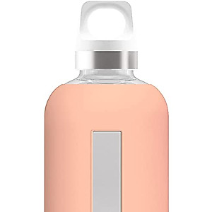 SIGG - Glass Water Bottle - Star Shy Pink - Soft Silicon Cover - Leakproof - Dishwasher Safe - BPA Free - Broscilate Glass - 17 Oz