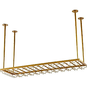 Metal Wine Stemware Racks, Ceiling Hanging Wine Bottle Holder Metal Goblet Wine Glass Rack Restaurants Kitchens Bar Storage Display Shelf (Size : 100×35cm(39×14inch))