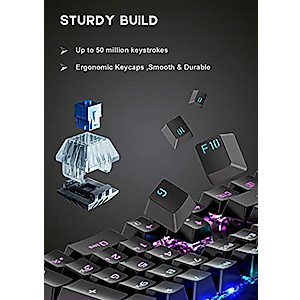 MIQ Mechanical Gaming Keyboard,Wired 104 Keys RGB Keyboard with Blue Switch, Programmable RGB Backlit for Windows Gaming PC