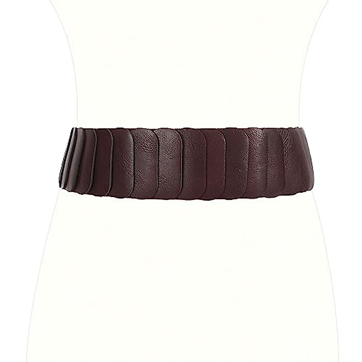 WHIPPY Women Wide Elastic Waist Belt Vintage Wide Stretch Waist Belt Fashion Retro Leather Waistband for Dresses, Coffee, XL