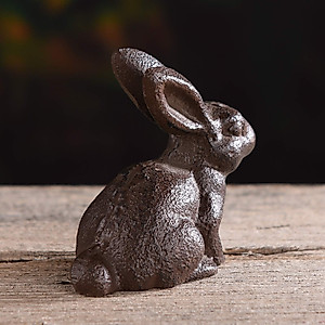 BRASSTAR Cast Iron Rabbit Statue 3.1”Garden Home Office Desk Decor Paperweight Collection Animal Figurine TQZDPT44