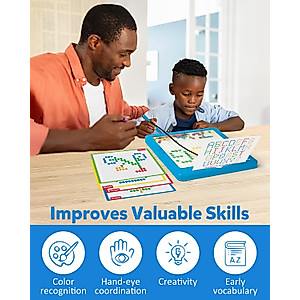 Coogam Magnetic Drawing Board, Large Magnet Doodle Board with Pen and Dot Beads, Color Shape Pattern Art Pad, Montessori Educational Traveling Toy Gift for 3 4 5 6 Years Old Toddlers