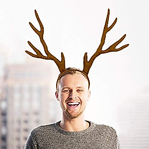 MR.FOAM Reindeer Antlers Headband, Antlers Headband Adult Deer Antlers Headband Women Reindeer Antlers Headband for Halloween Christmas and Easter Party (brown)