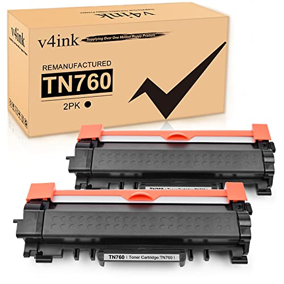 v4ink 2-Pack Remanufactured TN760 Toner Cartridges Replacement for Brother TN760 TN770 TN730 for HL-L2350DW HL-L2390DW HL-L2395DW HL-L2370DW HL-L2379DW MFC-L2710DW MFC-L2730DW MFC-L2750DW DCP-L2550DW