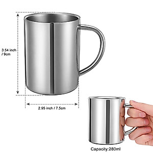 Bidponds 9.5oz / 280ml Double Walled Coffee Mug, Stainless Steel Tea Cups, Travel Camping Mugs