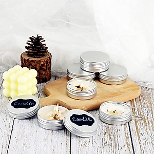 OBKJJ 96 Pack Round Cans with Screw Lid 2 Oz Aluminum Metal Tins DIY Food Candle Containers for Lotion Bars, Balms, Salve, Spices, Beard Balm, Crafts with 4 Markers 3 Sheets Label Stickers (Silver)