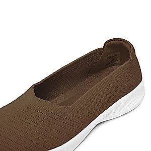 LANCROP Women's Loafer Slip On Shoes- Mesh Knit Casual Nurse Walking Shoes Flat Ballet Sneakers 8 US, Label 39.5 Brown