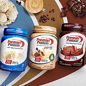 Premier Protein Powder, Cafe Latte , 30g Protein, 1g Sugar, 100% Whey Protein, Keto Friendly, No Soy Ingredients, Gluten Free, 17 servings, 23.9 Ounce (Pack of 1)