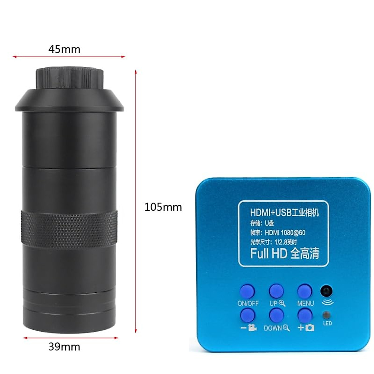 Full HD 1080P HDMI USB Industrial Electronic Digital Video Microscope Camera for Professional Phone CPU PCB Soldering Repair (Color : Camera)