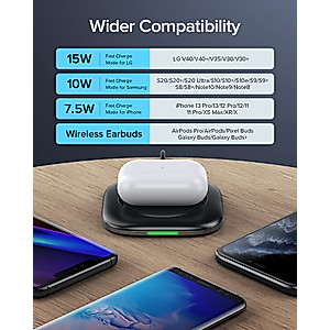 INIU Wireless Charger, 15W Super Fast Wireless Charging Pad with Temp°Guard Compatible with iPhone 14 13 12 11 Pro Max Xr Xs X 8 Plus Samsung Galaxy S20 S10 S9 Note10 9 AirPods LG Google etc.