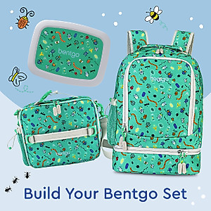 Bentgo Kids 2-in-1 Backpack & Insulated Lunch Bag - Durable 16” Backpack & Lunch Container in Unique Prints for School & Travel - Water Resistant, Padded & Large Compartments (Bug Buddies)