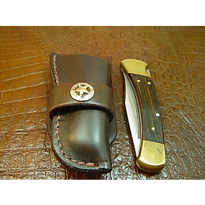 Custom Leather Knife Sheath for Buck 110/Similar Knife, Western Style Pocket Knife Holder, Dark Brown