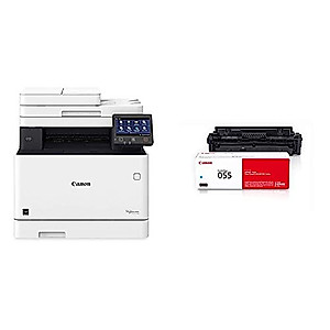 Color imageCLASS MF741Cdw - Multifunction, Wireless, Mobile-Ready, Duplex Laser Printer with 3 Year Warranty & ® 055 Cyan Toner Cartridge, 3015C001