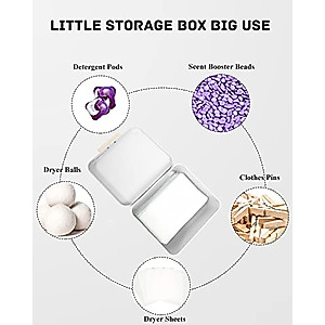 Dryer Sheet Holder with Hinged Lid for Laundry Room Organization. Metal Dryer Sheet Dispenser Container, Farmhouse Laundry Room Decor and Accessories for Dryer Sheets Holder, Cream