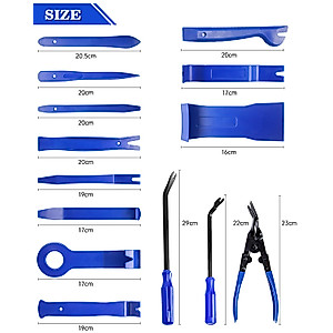 Poraxy 19Pcs Trim Removal Tool, Car Panel Door Audio Dashboard Trim Removal Tool Kit, Auto Clip Pliers Fastener Remover Set, Plastic Pry Tool, Automotive Upholstery Removal Kit
