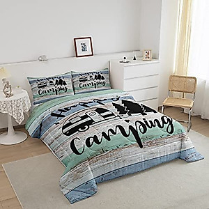 Castle Fairy Camper Comforter Queen,Happy Camping Comforter Set Microfiber RV Inside Decor Duvet Bedding,Camper Accessories for Travel Trailers,Camper Must Haves 2023