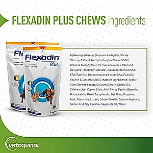 Vetoquinol Flexadin Plus Hip and Joint Supplement for Dogs, Glucosamine and Chondroitin for Dogs, Contains MSM and Chondroitin for Joint Support for Medium to Large Dogs Over 30lbs, 90ct