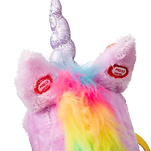 HollyHOME Unicorn Stick Horse Handcrafted Hobby Horse on a Stick with Wood Wheels Real Pony Neighing and Galloping Sounds Plush Unicorn Toy Purple 36 Inches(AA Batteries Required)