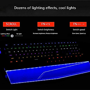 XYLXJ Mechanical Gaming Keyboard LED Backlit Wired Keyboard with Blue Switches for Windows Gaming PC (108 Keys, Black)