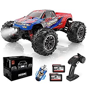 Hosim RC 4x4 Off Road Cars with 2 Batteries 1:16 All Terrain RC Monster Truck 40+ km/h Fast Buggy Remote Control Car for Adults and Children (Red)