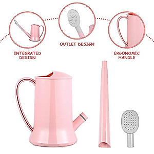 Yardwe Plastic Watering Can Indoor Outdoor Small Water Can Kettle for House Plants Garden Flower 2000ml (Pink)