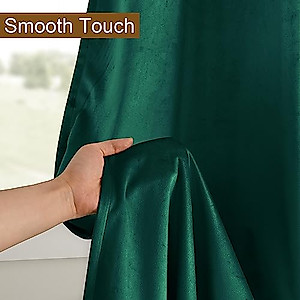 DWCN Dark Green Blackout Velvet Curtains 84 Inches- Refresh Bundleable Heavy Duty Thermal Insulated Noise Absorb Grommet Window Panels for Bedroom/Living Room Backdrop Decor, W52 x L84, Set of 2