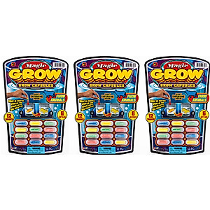 JA-RU Magic Grow Capsules (3 Packs 36 Capsules Assorted). Water Toy Water Growing Animals Bugs, Dinosaurs, Cars, Sea, Farm, Zoo Capsules. Party Favor Kids Toy. Baby Toys Bath Toys Fidget Toy 305-3D