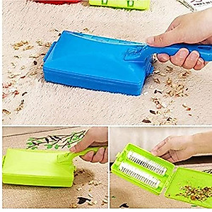 Froiny Double Brush Head Handheld Carpet Table Brush Plastic Sweeper Crumb Dirt Cleaner Roller Tool(Random Color)