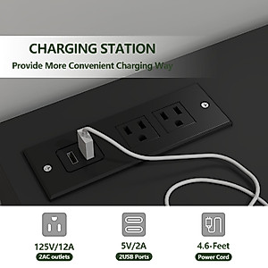 Auromie 9 Drawers Dresser, Double Modern Chest of Drawers with Power Outlet, Dresser TV Stand with Led Light Strip, Drawer Organizer for Bedroom, Living Room, Hallway (Black, 9 Drawer)