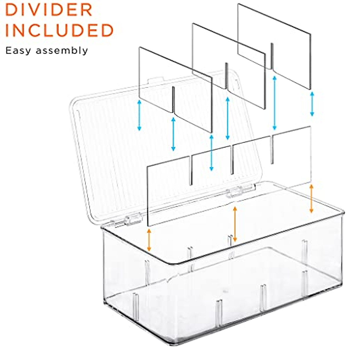 Sorbus 2 Pack Tea Bag Organizer Bins w/Lids & 4 Removable Dividers, Clear Plastic Food Packet Snack Organizer, Stackable Pantry Organization, Kitchen Storage, Fridge Bins, Sturdy Cabinet Organizers