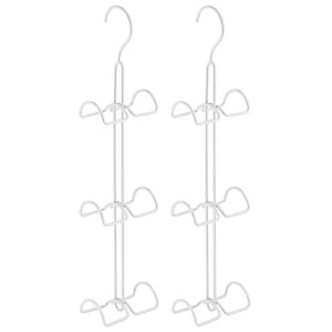 mDesign Metal Wire Over The Closet Rod Hanging Storage Organizer Hanger for Storing and Organizing Purses, Backpacks, Satchels, Crossovers, Handbags - 2 Pack - White