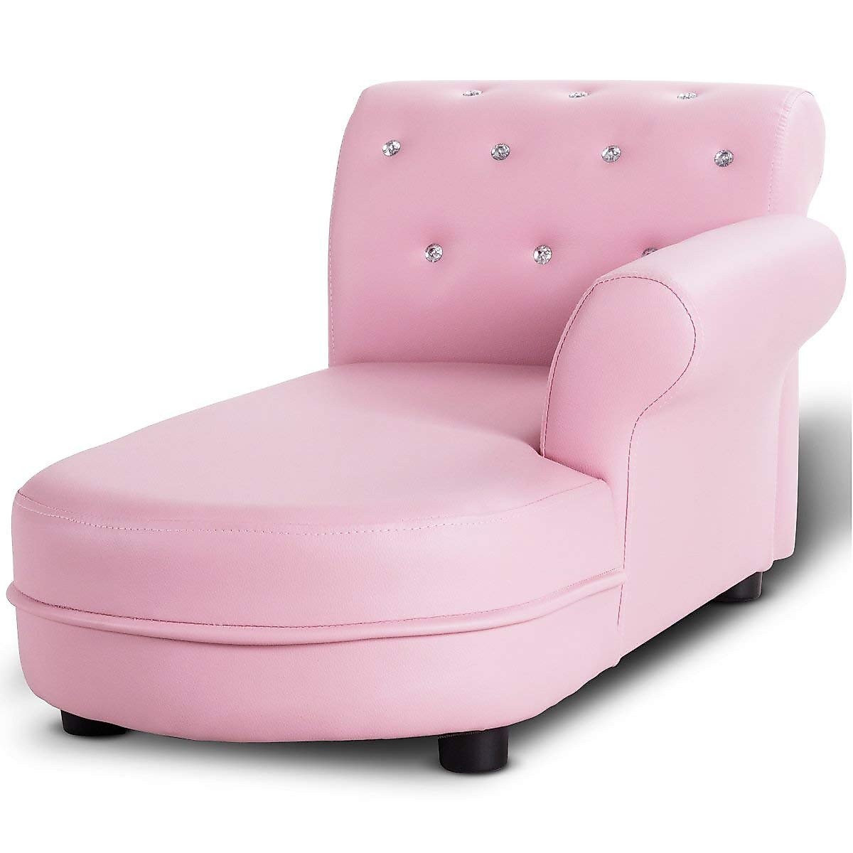 Costzon Kids Couch, 2 in 1 Princess Double Seat Children's Sofa w/PU Leather Surface, Toddler Armrest Chair for Kids Room, Soft Kids Sofa Couch Toy Baby Boys Girls 3-5 Old Birthday