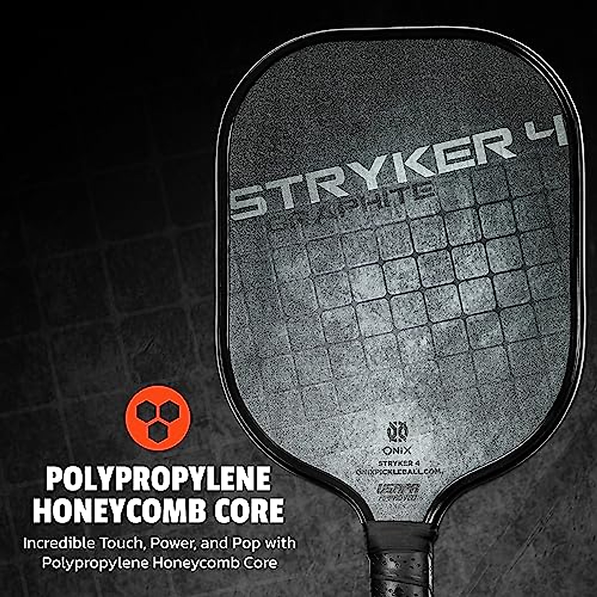Onix Graphite Stryker Pickleball Paddle Features Oversized, Nomex, Paper Honeycomb Core, and Graphite Face