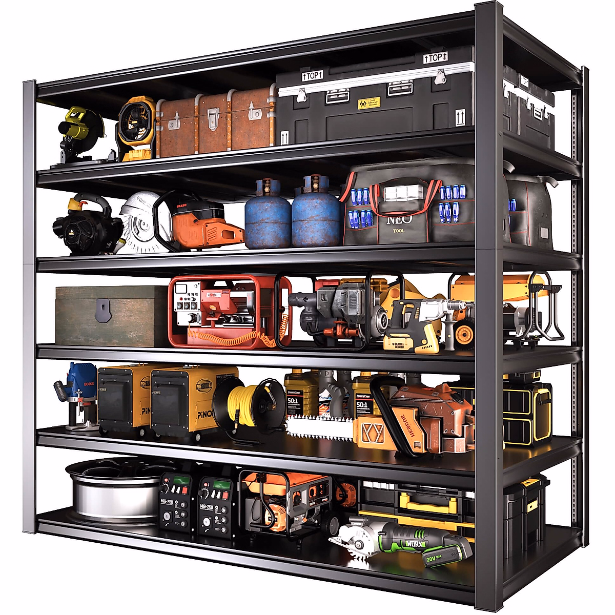 picvoss 6-Tier Garage Shelving Heavy Duty, 3200LBS Garage Storage Shelves, Adjustable Metal Shelving Unit,52" W x 24" D x 84" H, Industrial Shelving for Storage