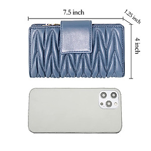 DORIS&JACKY Leather Wallet For Women Large Capacity Travel Clutch Bags With Multi Pockets (2-blue)