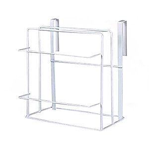 YARNOW 2 Pcs Chopping Board Shelf Under Cabinet Double Layer Pot Lid Rack Holder Punch Free Towel Bar Kitchen Storage Organizer (White)
