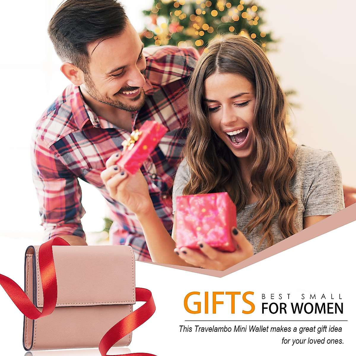 Travelambo RFID Blocking Small Mini Compact Wallet Coin Pouch Holder Trifold Credit Card Holder Pocket Purse for Women