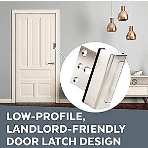 Door Lock for Home Security (2-Pack) - Easy to Install Door Latch Device, Aluminum Construction, Satin Nickel Locks | Child Proof & Tamper Resistant