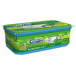 Swiffer Sweeper Wet Mopping Cloths, Multi-Surface Floor Cleaner with Gain Original Scent, 24 Count