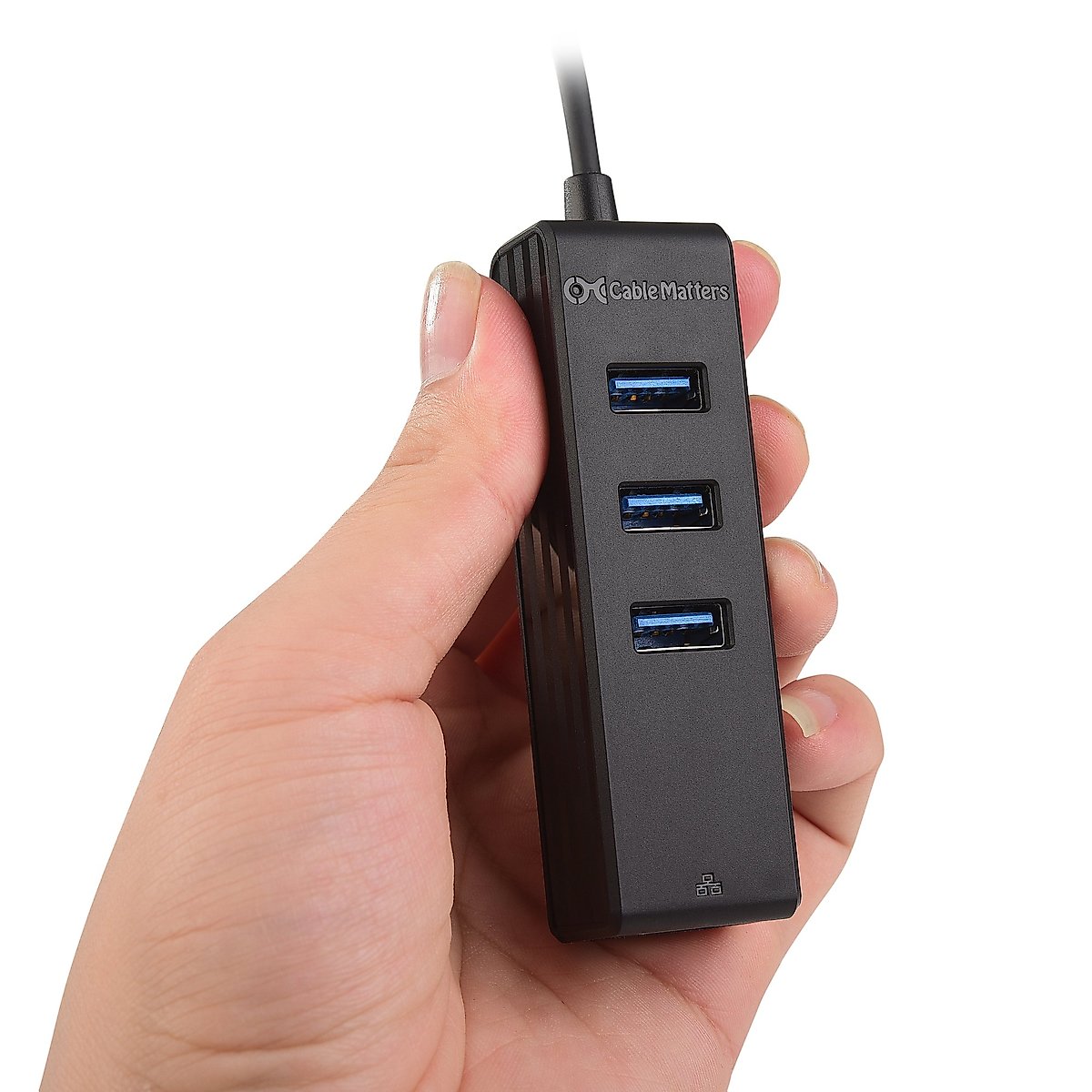 Cable Matters 4-in-1 USB C Hub Ethernet, Support Gigabit Network, USB C Ethernet Hub, Thunderbolt LAN Adapter with 10/100/1000Mbps Network, Black