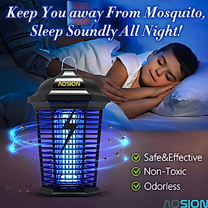AOSION-Bug Zapper Outdoor,4200V Electronic Mosquito Zapper,Fly Zapper with Mosquito Control Paper,18W UVA Mosquito Lamp,High Powered Waterproof Insect Killer for Indoor, Kitchen, Patio, Backyard.