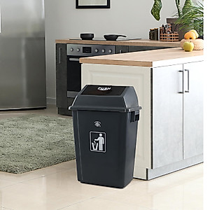 Ucake 13 Gallon Large Plastic Trash Can with Swing Lid, Kitchen Garbage Can with Lid, 4 Packs