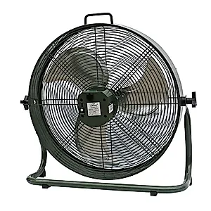 iLiving 18" Rechargeable Battery Operated Camping Floor Fan, High Velocity Portable Outdoor Fan with Metal Blade, With Built-in Lithium Battery for Whole Day Usage, 18 Inches, Military Green