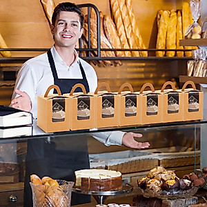 Jucoan 100 Pack Cupcake Box, Brown Kraft Paper Individual Cupcake Box Holder Container with Window and Handles, Bulk Bakery Pastry Wrapping Box for Muffin, Cupcake, Wedding Party, Baby Shower