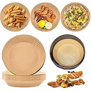 Air fryer disposable paper,Round Parchment Cooking Non-Stick,100pcs Roasting Food Grade Paper for Air Fryer,Baking, Cooking, Microwave ,Oil-proof,Water-proof (large)
