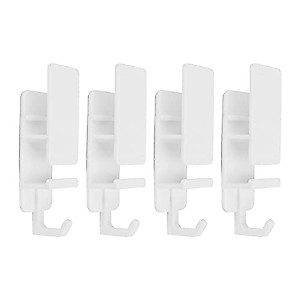 4Pcs Adhesive Hooks, Plastic Bathroom Hook, Large Utility Hooks Wall Hooks for Coats, Jackets, Hats, Robes, Towels, Waterproof Anti Slip Large Utility Hooks for Bathroom,
