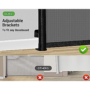 Newnice 120 Inch Extra Wide Retractable Baby Gates for Large Openings, Dog Gate for The House Indoor Outdoor, Extra Long Baby Pet Gate for Stairs Doorways Hallways, Black