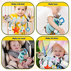 Baby Car Seat Toys Activity Stroller Toy for Boys Girls 0 3 6 9 10 12 Months, Spiral Hanging Plush Toys Mobile for Stroller Bassinet Crib Baby Carrier