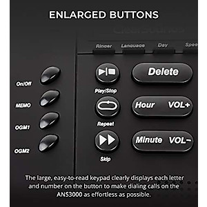 ClearSounds ANS3000 Amplified Answering Machine for Analog Telephones Landline with Up to 30dB Amplification